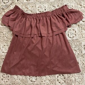 Young Fabulous & Broke | Tops | Young Fabulous Broke Off The Shoulder Ruffle Suede Top Mauve ...
